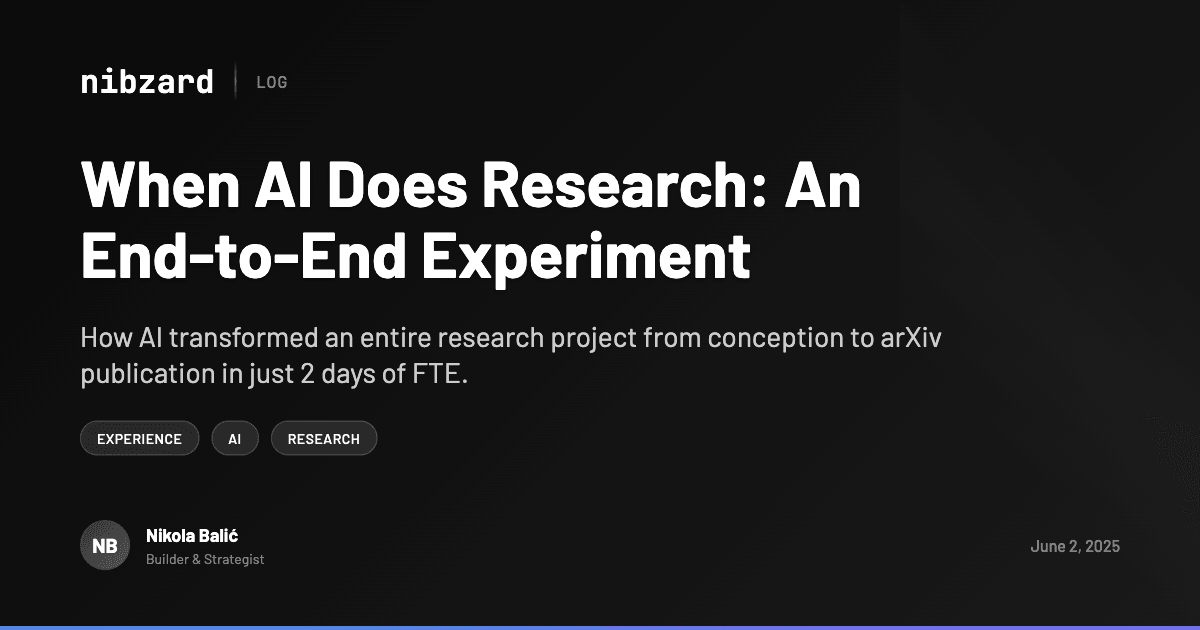 When AI Does Research: An End-to-End Experiment - Log - nibzard