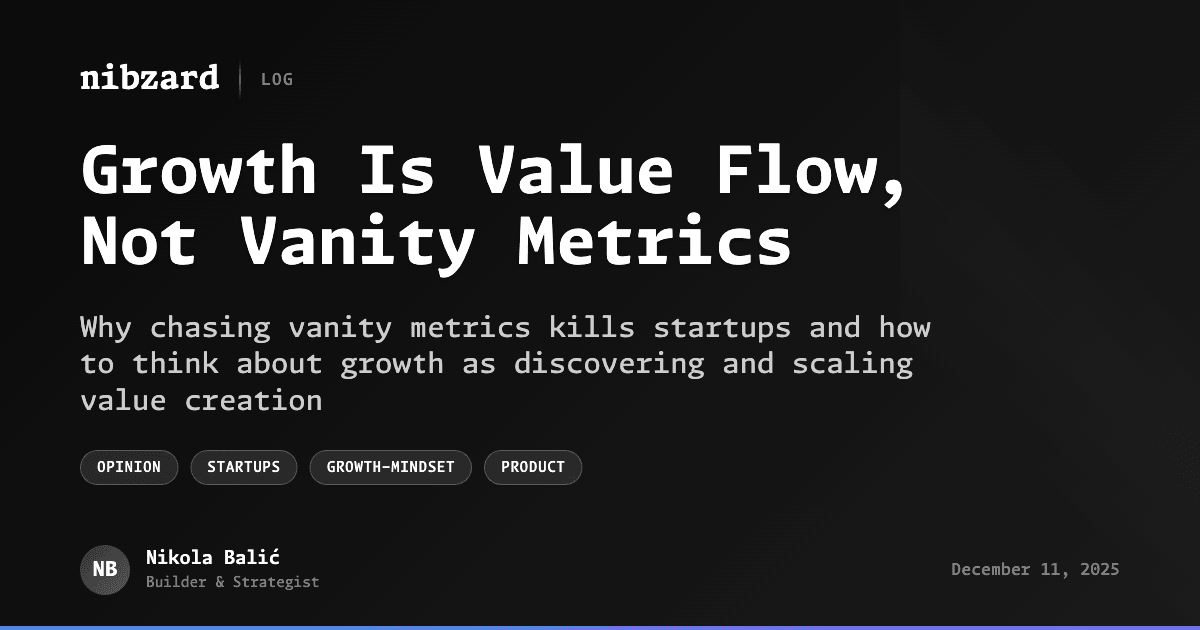 Growth Is Value Flow, Not Vanity Metrics - Log - nibzard